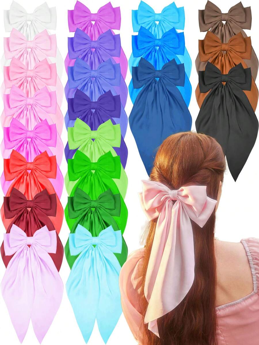 6/12/18Pcs Random Color Hair Bows For Baby Girls Hair Barrettes With ...