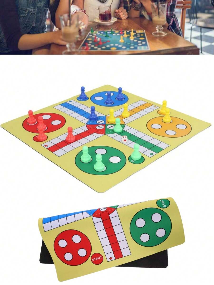 1 Juego de Ludo para Viaje, Tablero de Goma Plegable de 9.5 Pulgadas ...