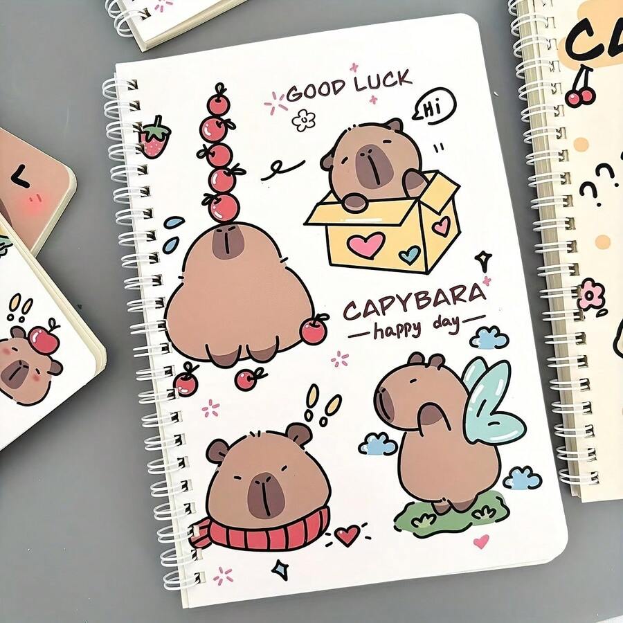 Minions Random Style Spiral Notebook, Soft Cover, Cute Capybara Pattern ...