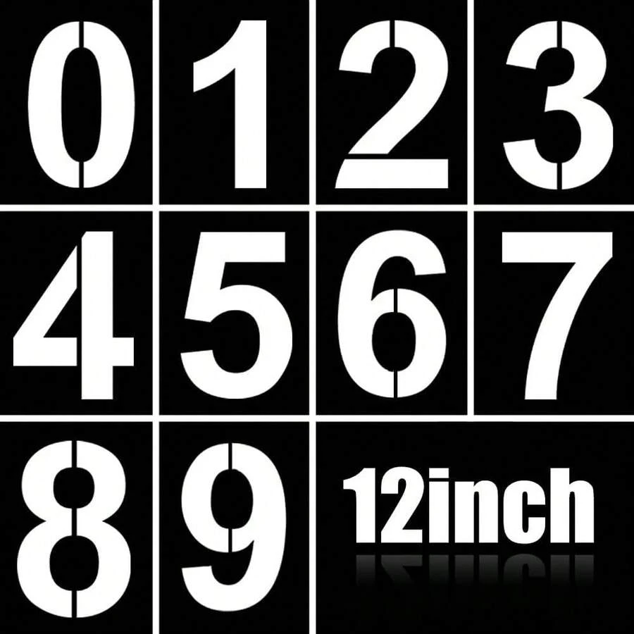 12-Inch Large Number Stencils Kit - Reusable Plastic Address Number ...