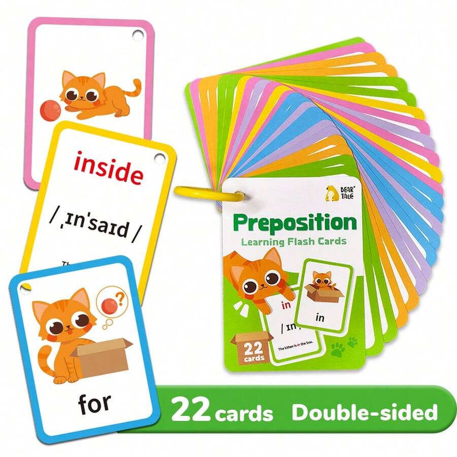 Tarjetas didácticas de aprendizaje de preposiciones para niños, Caja de ...