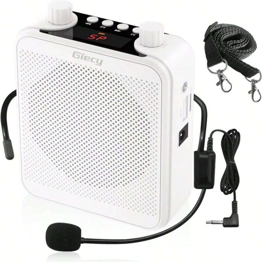 Giecy 30W Portable Voice Amplifier With Wired Microphone Headset ...