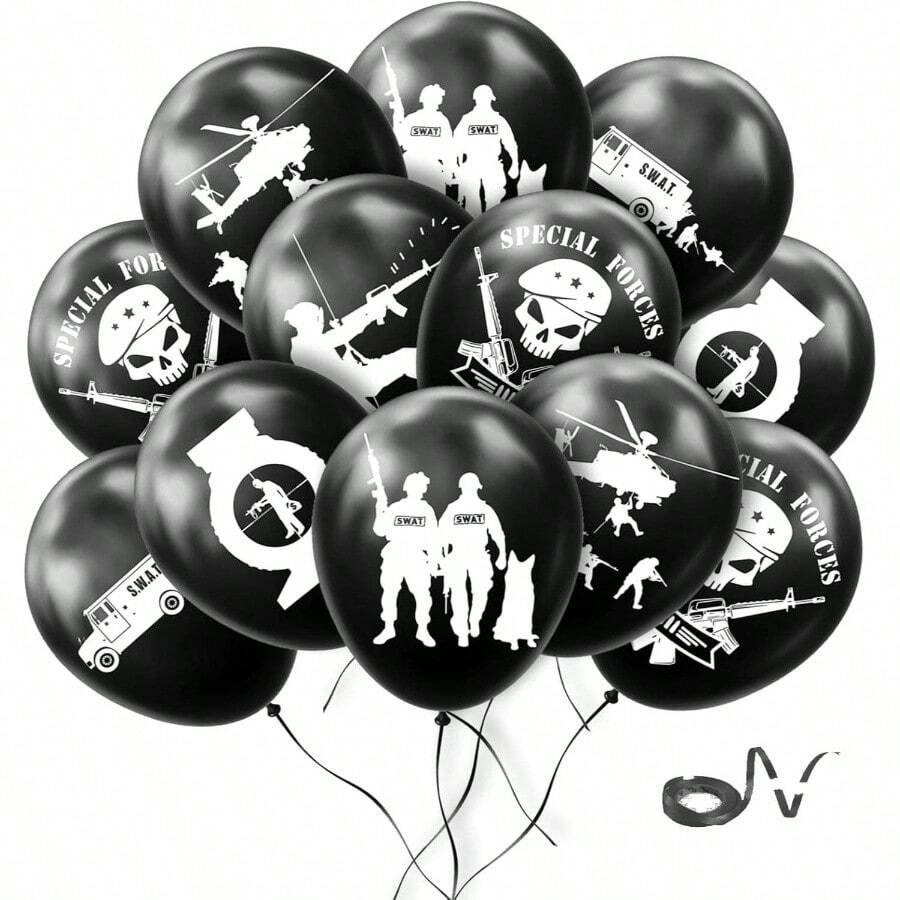 18 Pack SWAT Theme Birthday Party Latex Balloons Special Forces Party ...