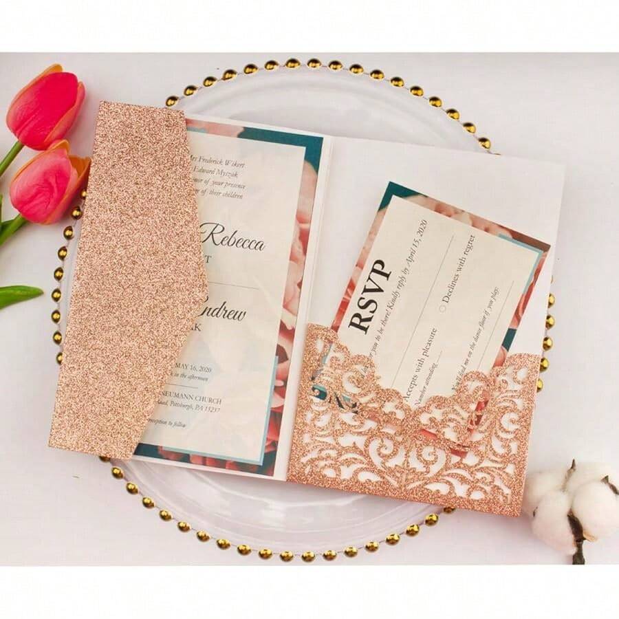Local Shipping 25 Sets Burgundy 250G Tri Fold Wedding Invitations Cards ...