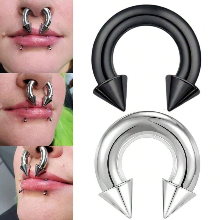 1pc Stainless Steel Large Size Nose Ring Nose Septum Ring Ear Bone Stud ...