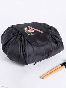 Printed Watercolor Flowers And Pink Letters A-Z Portable Black ...