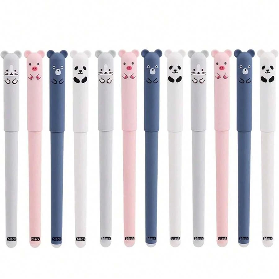 Neutral Pen, Erasable Gel Pen Thin Tip 0.5mm Black/Blue Ink, Cute ...
