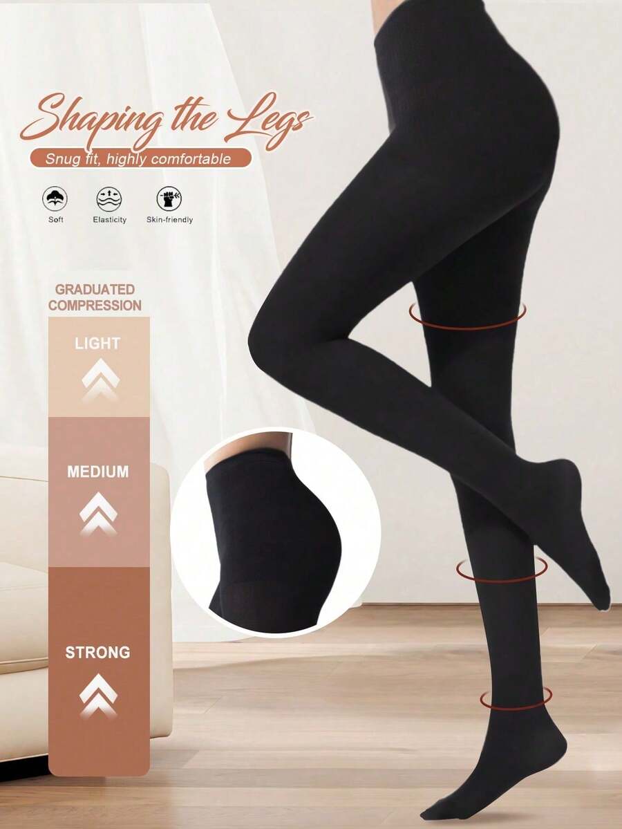 Light Compression Pantyhose For Women Winter Warm Opaque Closed Toe ...
