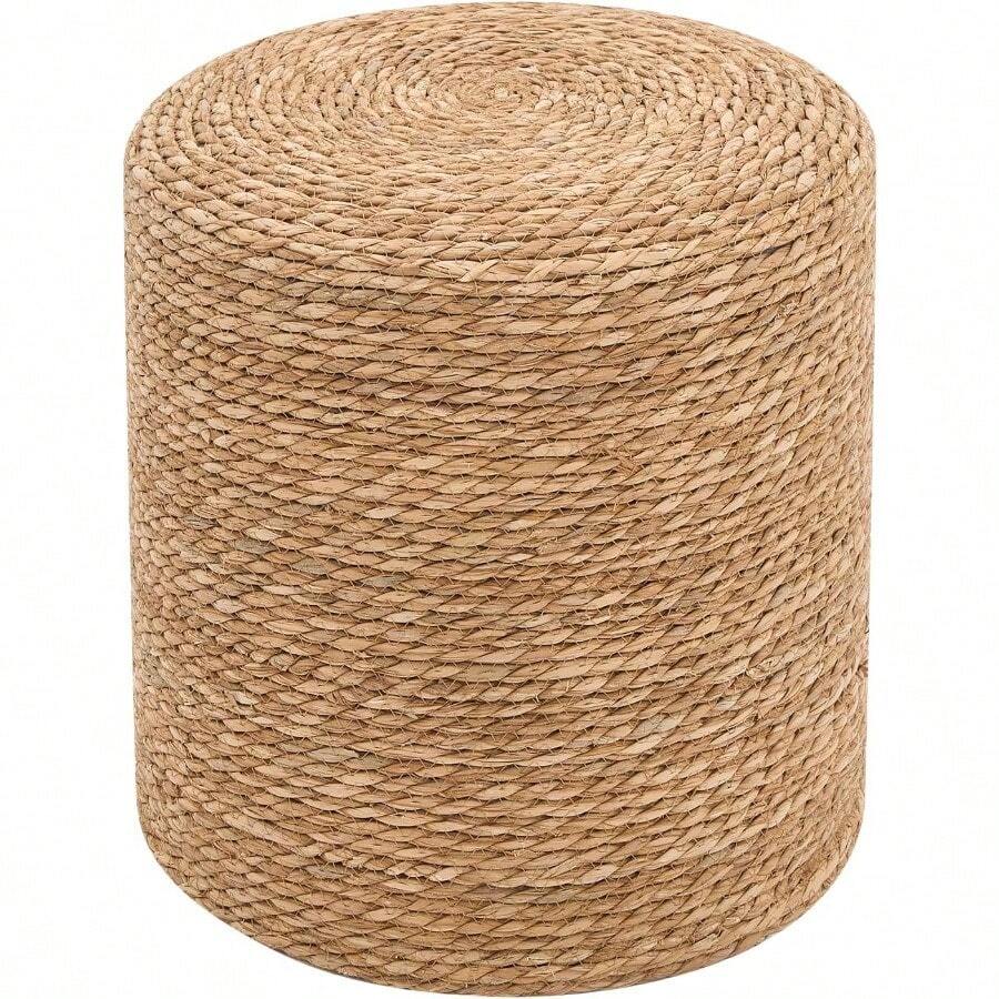Pouf Ottomans Handwoven Natural Straw Footstool Round Braided Outdoor ...