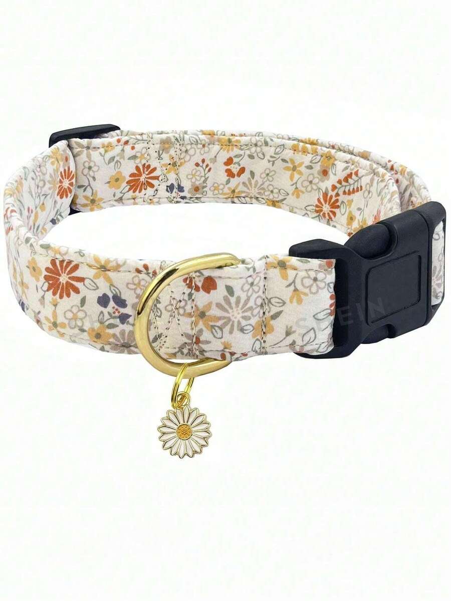 Cute Floral Dog Collars With A Little Flower Charm For Female Male Cats ...