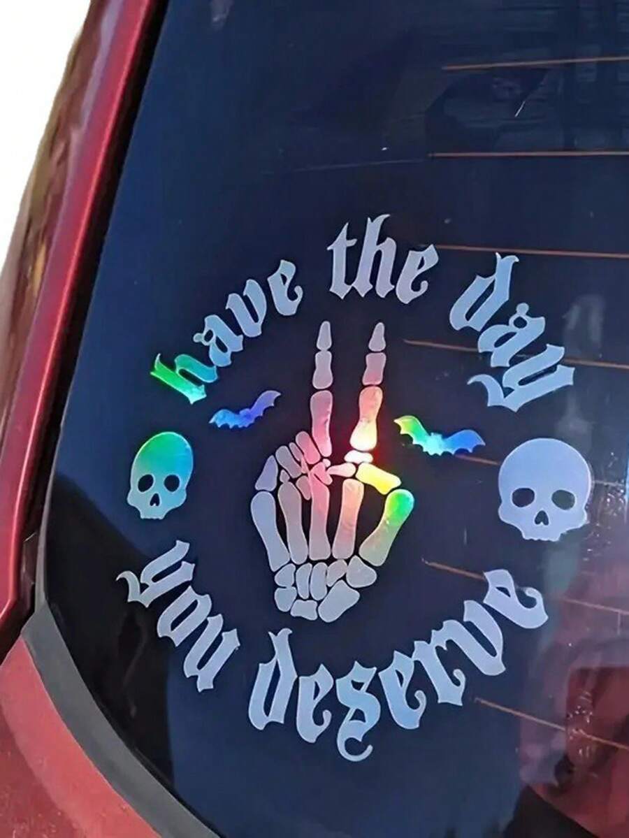 1pc Skeletal Wave Decal, Car Decal, Spooky Car Decals, Wave Decal ...