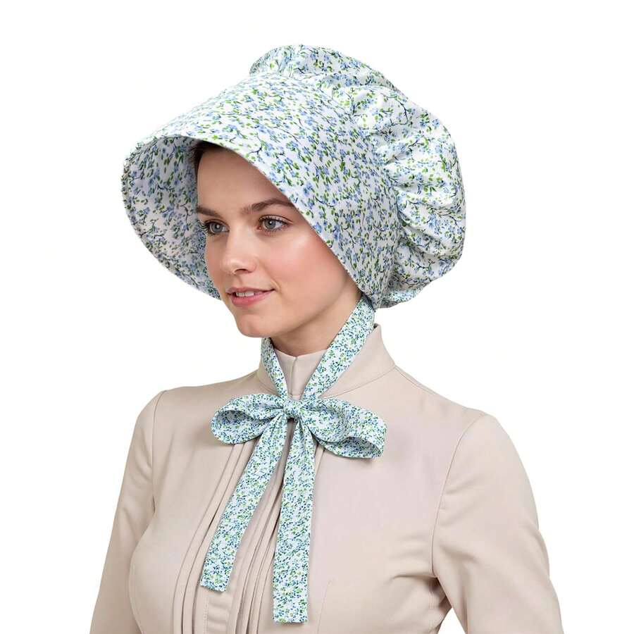 White Bonnet, Colonial Hat Pioneer Mob Hat Maid Cap With Adjustable ...