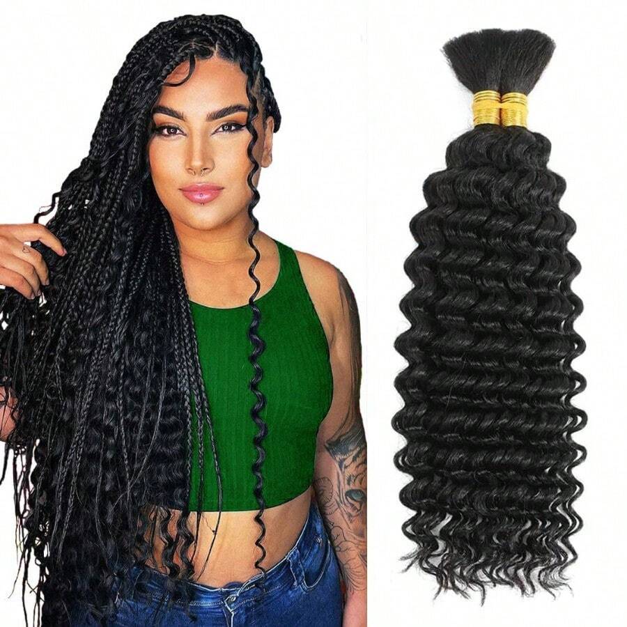 Human Braiding Hair For Boho Braids 12A Deep Water Wave Bulk Human Hair ...