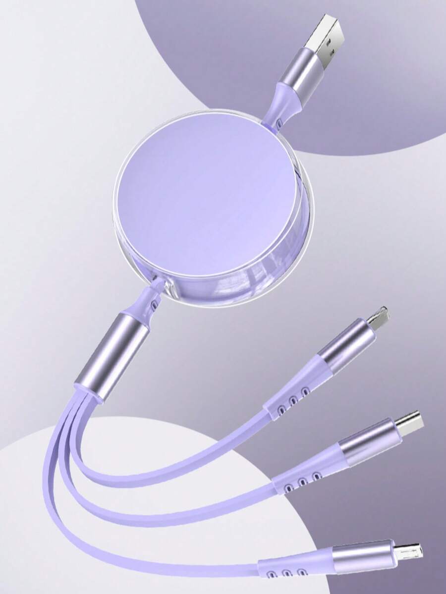 1pc Three In One Fast Charging Cable And 120W Telescopic One To Three ...