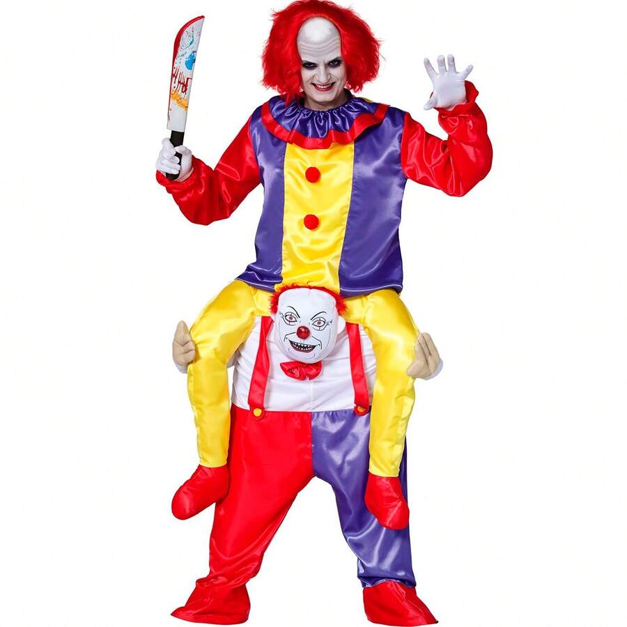 Deluxe Adult Men's Killer Clown Halloween Costume Fun Horror Carry Me ...