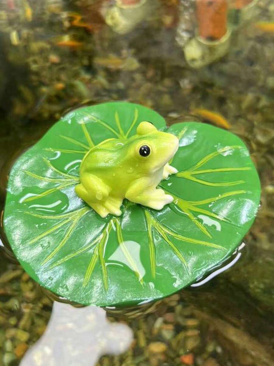 1pc Floating Frog Figure Pond Decoration For Lotus Leaf With Frog ...