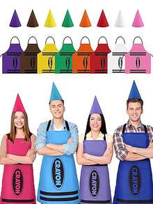 2PCS Colorful Apron And Funny Dwarf Conical Hat Set Are Suitable For ...