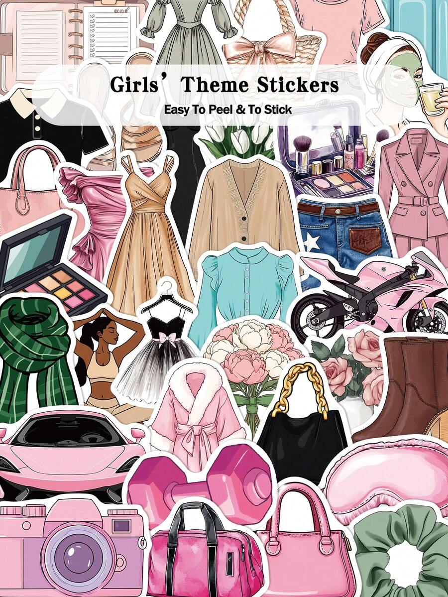 50pcs Girls' Theme Stickers For Laptop Bags, Suitcases, Refrigerators ...