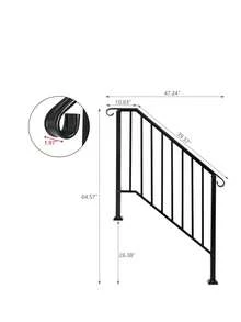 Handrails For Outdoor Steps, Black Wrought Iron Handrail Fits 3 Or 4 ...
