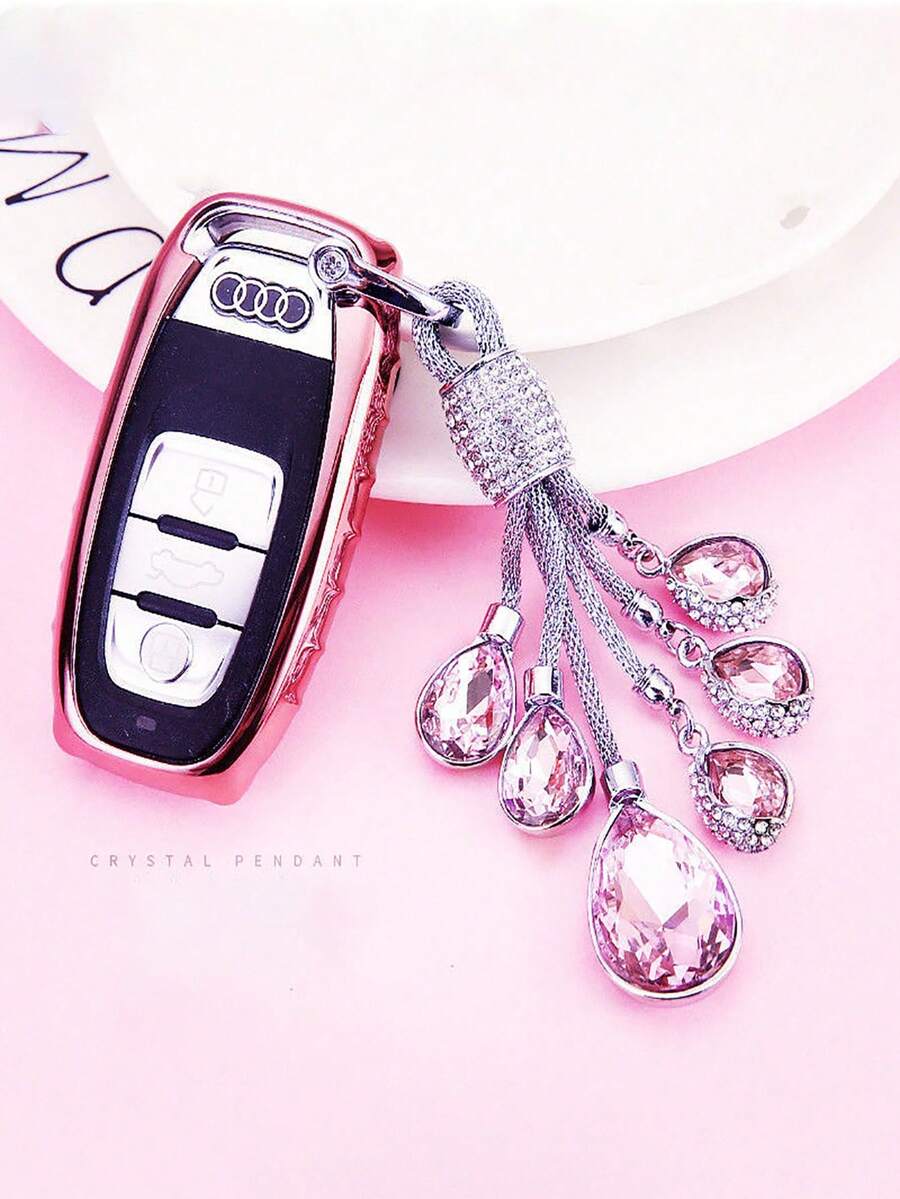 1 Piece Dazzling Reflective Crystal Keychain-Charming And Shiny Car ...