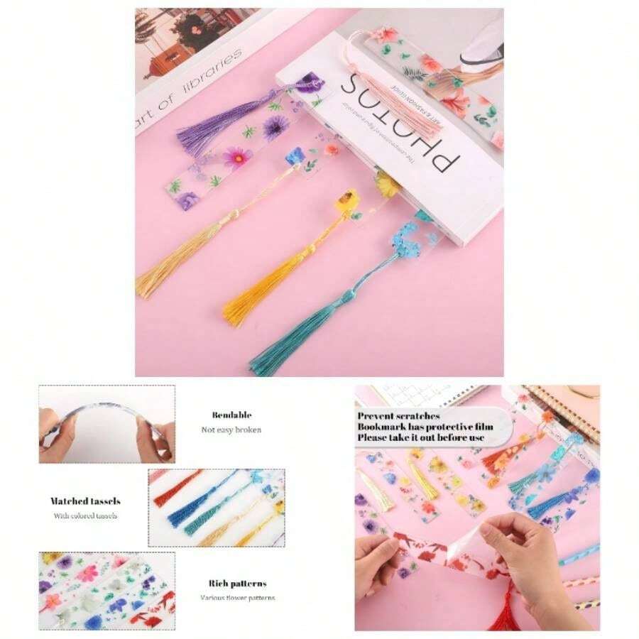20 Pieces Flower Resin Bookmark Transparent Floral Bookmarks Women Cute ...