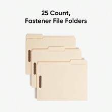 Fastener File Folder, 2 Fasteners, Reinforced 1/3 - Cut Tab, Letter ...
