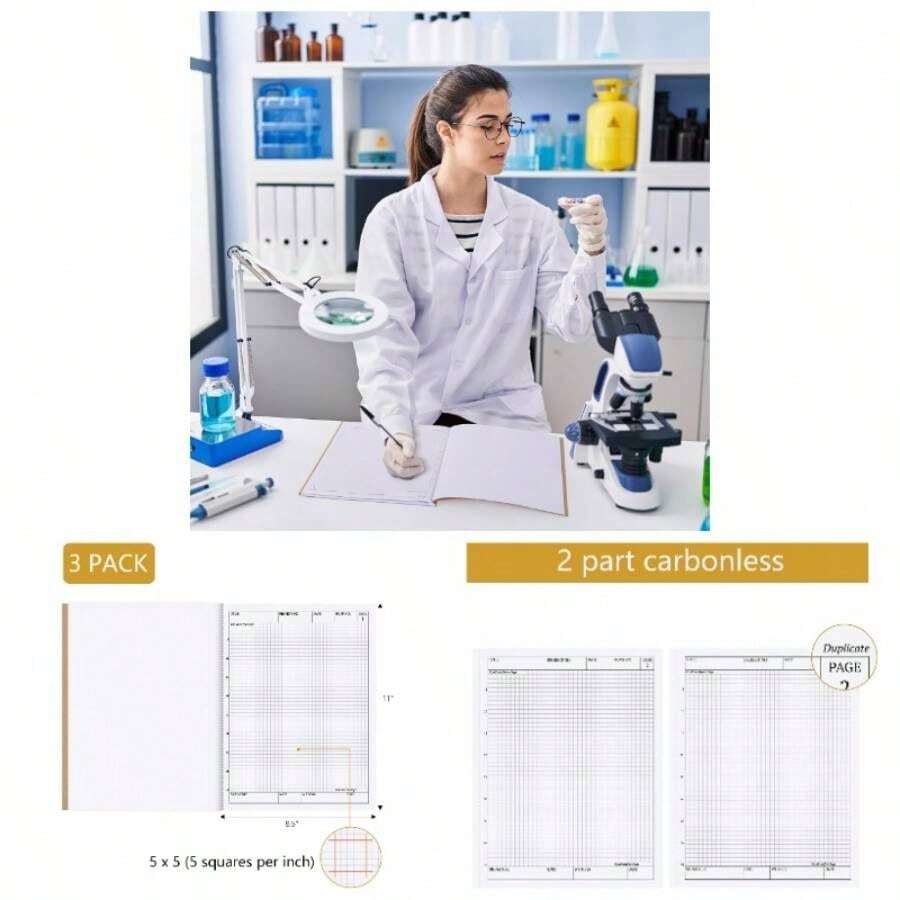 2 Pack Carbonless Chemistry Lab Notebook, 8.5X11 Inch Students Lab ...