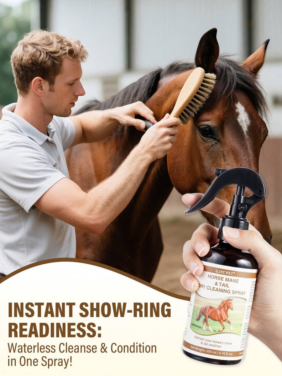 GJYC PET Horse Mane & Tail Dry Cleaning Spray | Quick Clean, Detangle ...