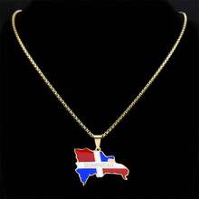 Dominican Republic Map Chain Necklace For Women Men Stainless Steel ...