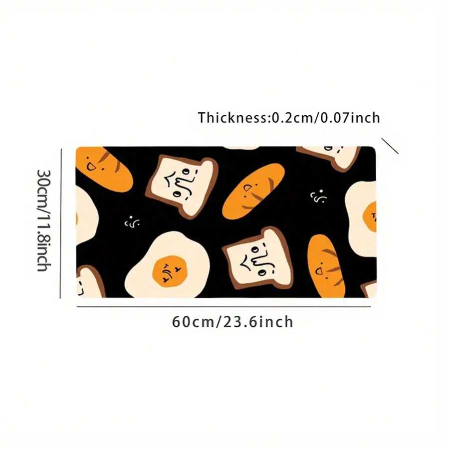 Large Toast Cartoon Mouse Pad - Non-Slip Rubber Base, Smooth Surface ...