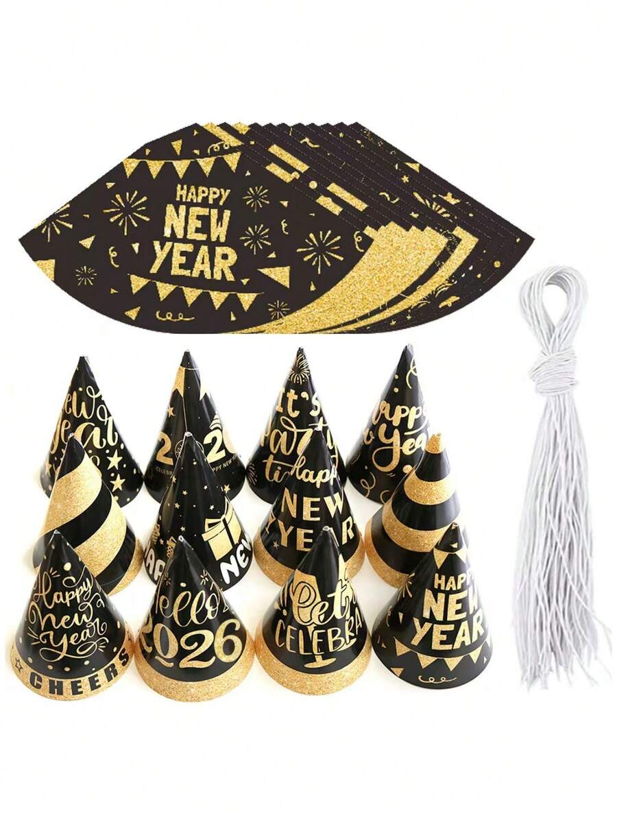 6/12pcs Paper Material Random Style Christmas Party New Year 2026 New ...
