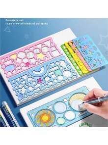 7-Piece Set Of Kaleidoscope Ruler, Multi-Functional Ruler, Fun Puzzle ...