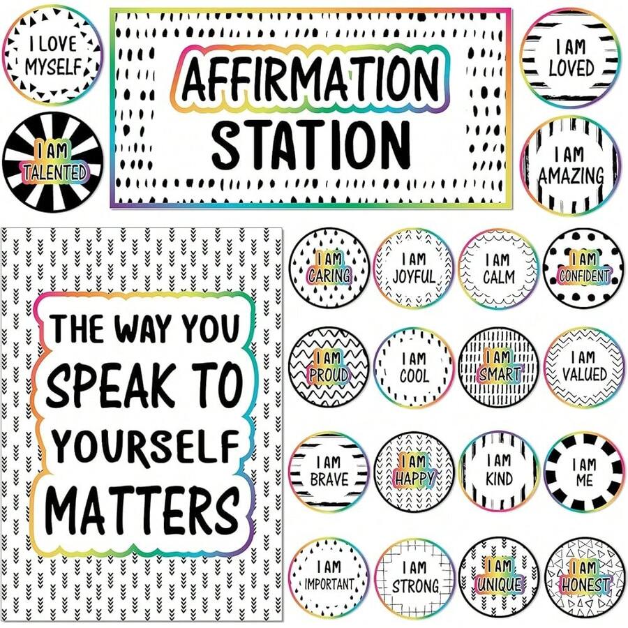 Boho Affirmation Station Bulletin Board Set Growth Mindset Bulletin ...