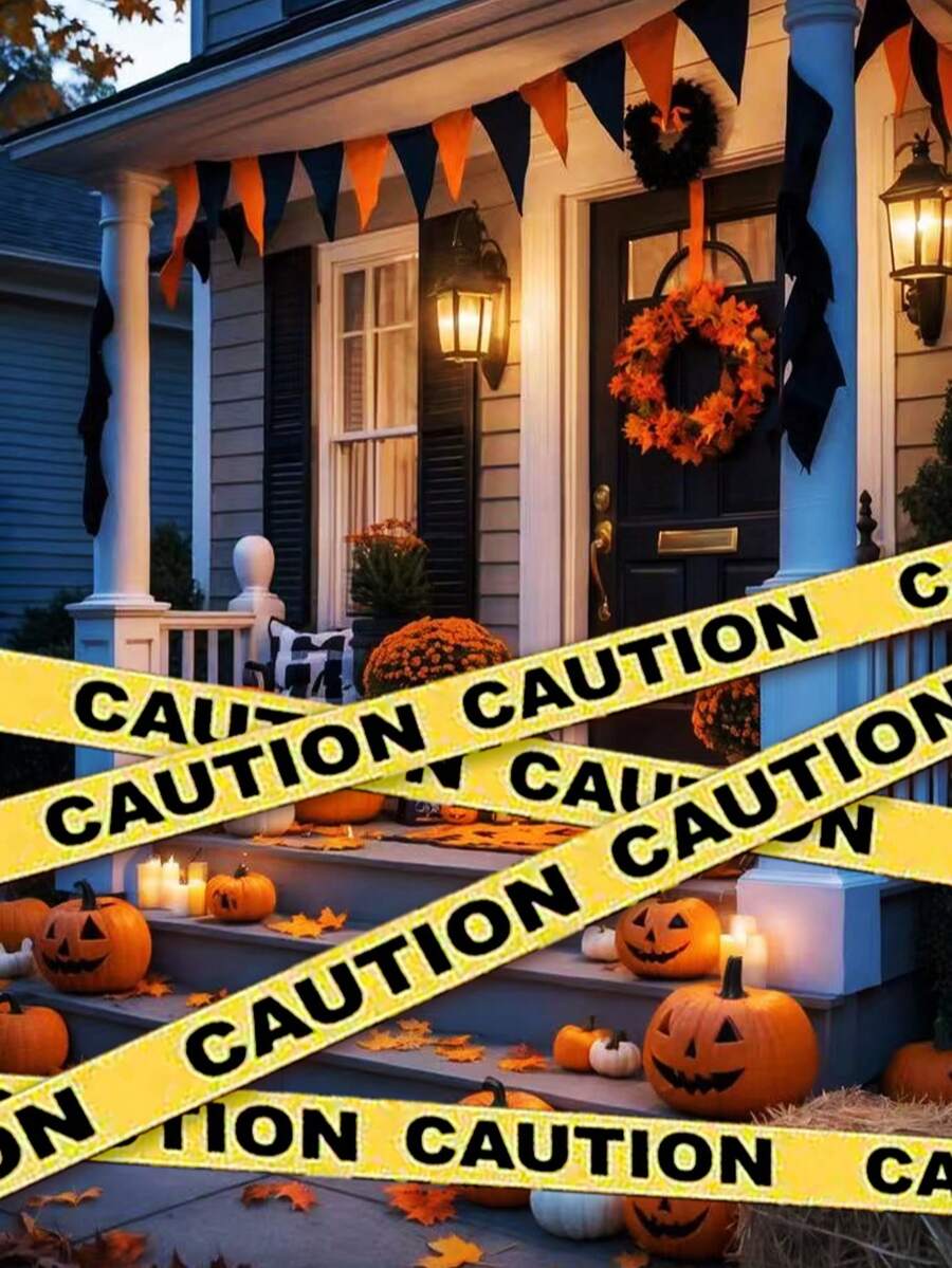 1/2pcs Halloween Decorative Caution Barrier Tape, Yellow Caution Tape ...