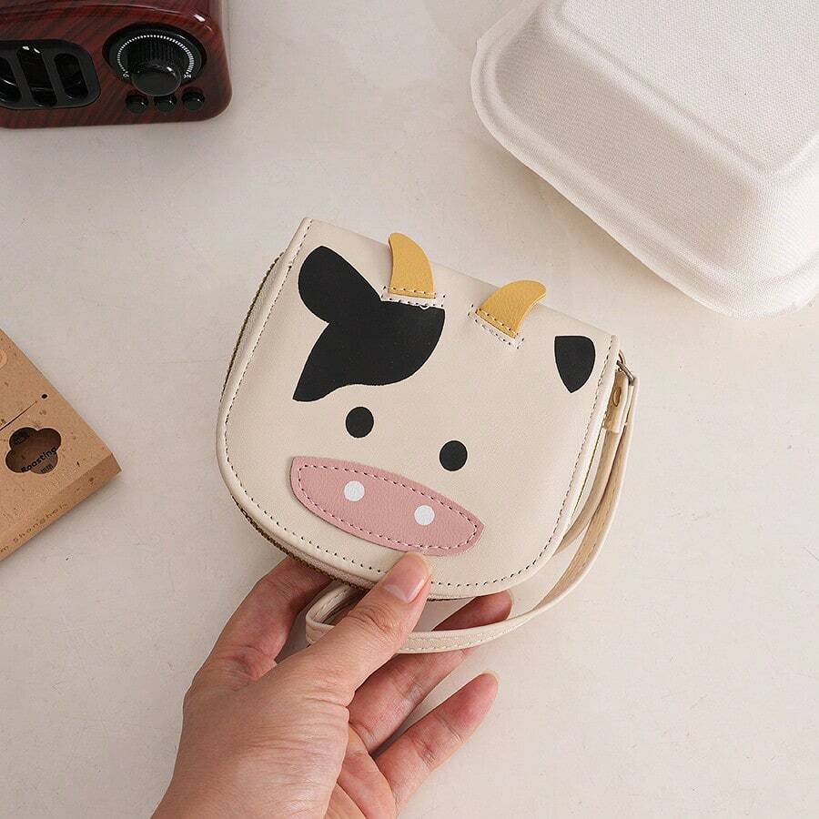 Cute Cartoon Cow Coin Purse PU Multifunctional Large Capacity Student ...