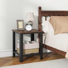 2Tier End Table 16 Inch Small Side Table W Mesh Storage Shelf Indrial ...