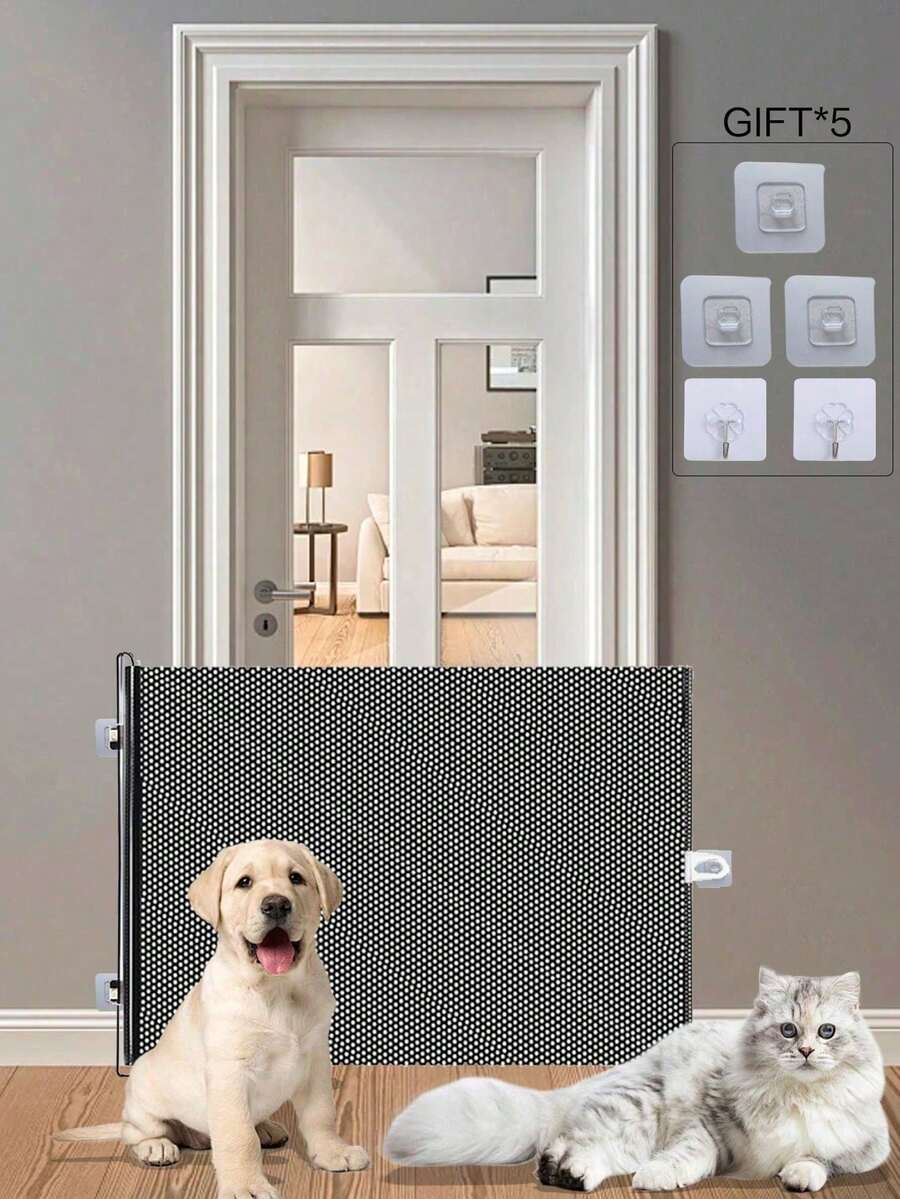 1 Piece Black Portable Pet Safety Dog Fence Gate, Automatic Retractable ...