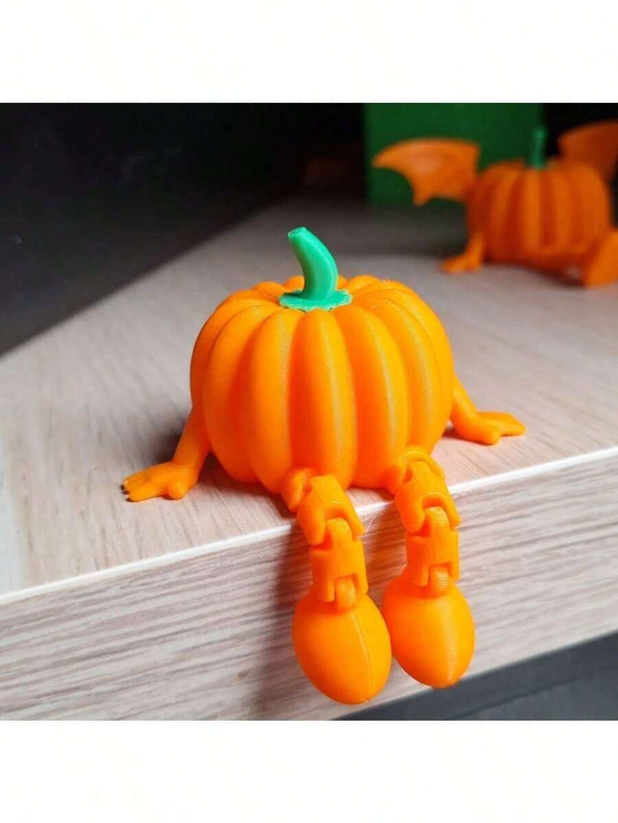 1pc 3D Printed Pumpkin Statues, Stumpy Arms & Leafy Hat, Cozy Art For ...