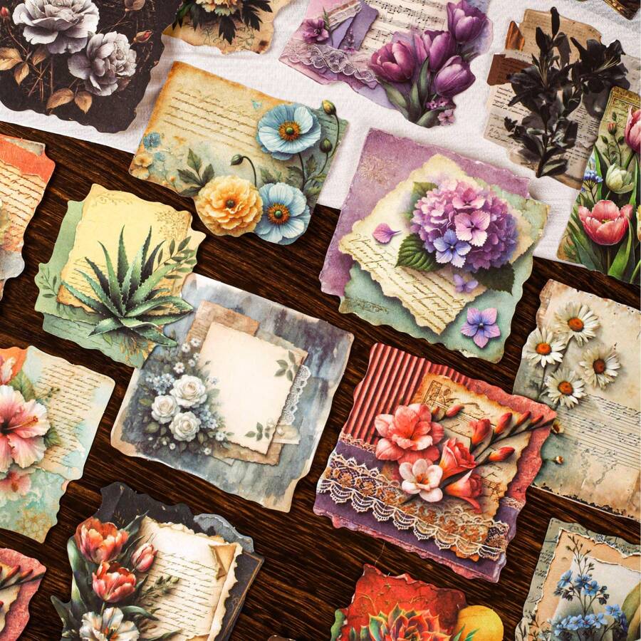 20pcs/Pack Vintage Plant Themed Scrapbooking Paper, Vintage DIY ...
