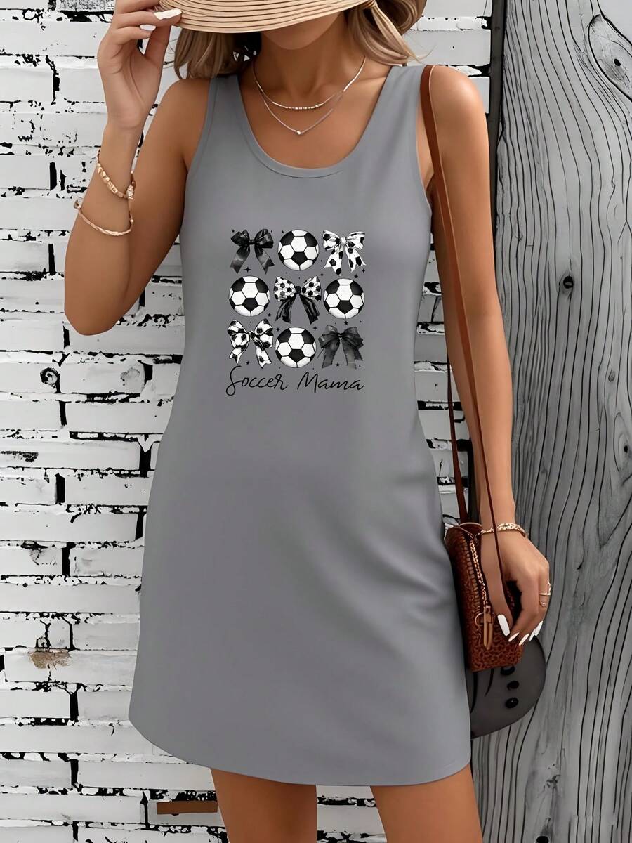Football And Bow Pattern Dress | SHEIN USA