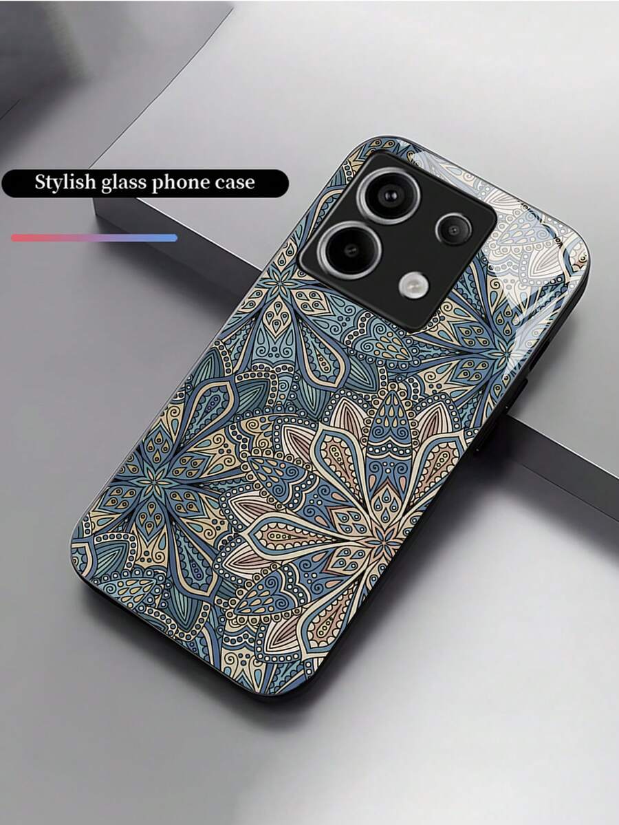 Funda de teléfono de vidrio pintada con patrón de mandala, compatible ...