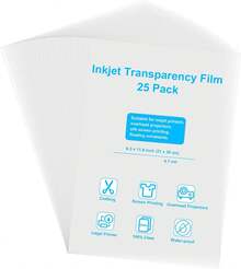 Inkjet Transparency Film, Printable Transparency Sheets, 25 Pack ...