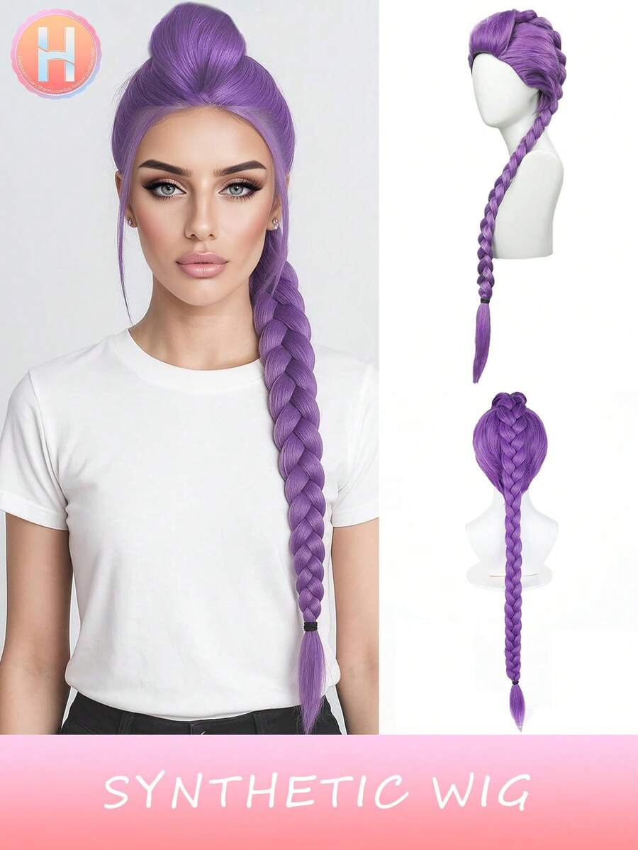 Rumi Wig Demonn Hunterrs, Long Purple Hair Braid Cosplay Wig Halloween Wigs For Women, Long ...