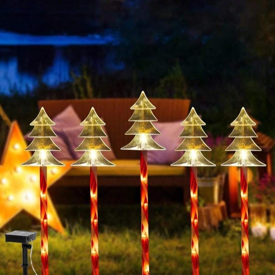 Estaca de luz solar navideña Hanna Roberts, set de 5 luces navideñas ...
