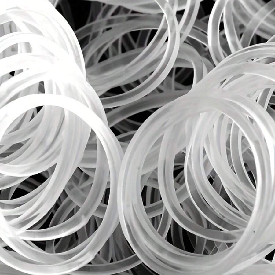 50/100/200/300pcs High Elastic Silicone Rubber Bands, White Transparent ...