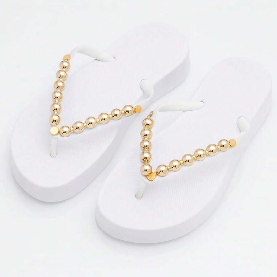 Women's Platform Sandal Flip-Flops With Polka Dots On The Strap And ...
