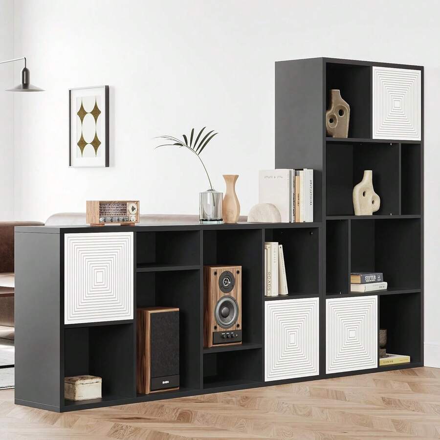 Wooden 8 Cube Storage Organizer With Adjustable Shelves, Cubby Storage ...