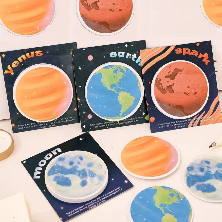 30pcs Cute Planet Series Sticky Notes, Student Memo Pad, High-Quality ...
