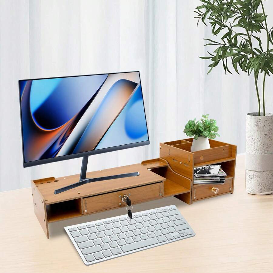Desktop Monitor Stand Rectangle Monitor Riser For Computer, Adjustable ...