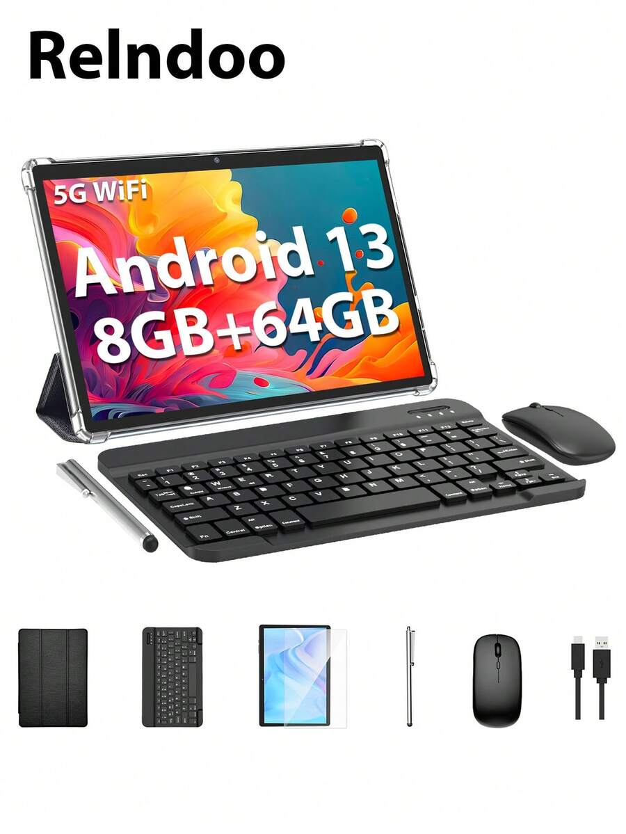 Relndoo Tablet Android 13 da 10,1 pollici, 8GB RAM + 64GB ROM, CPU quad ...